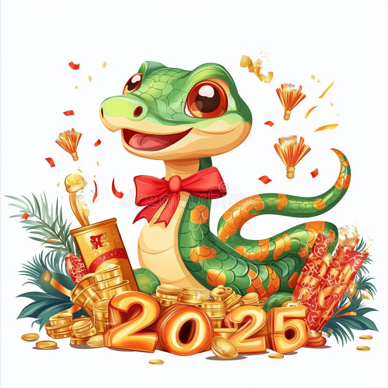 Lucky Snake 2025 New Year for Printing Stock Image - Image of lunar ...