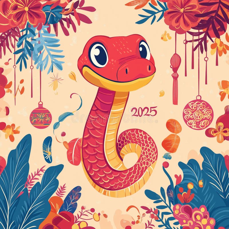 Lucky Snake 2025 New Year for Printing Stock Image - Image of lunar ...