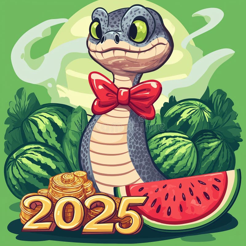 Lucky Snake 2025 New Year for Printing Stock Image - Image of lunar ...