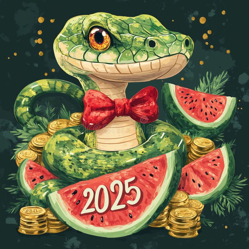Lucky Snake 2025 New Year for Printing Stock Image - Image of lunar ...