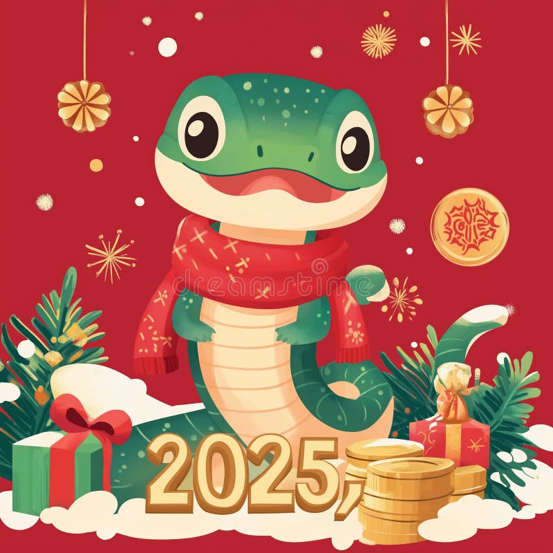 Lucky Snake 2025 New Year for Printing Stock Image - Image of lunar ...