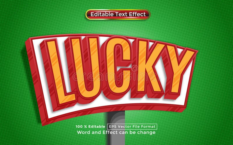 Lucky Text Style Effect. Editable Graphic Text Template Stock Vector ...