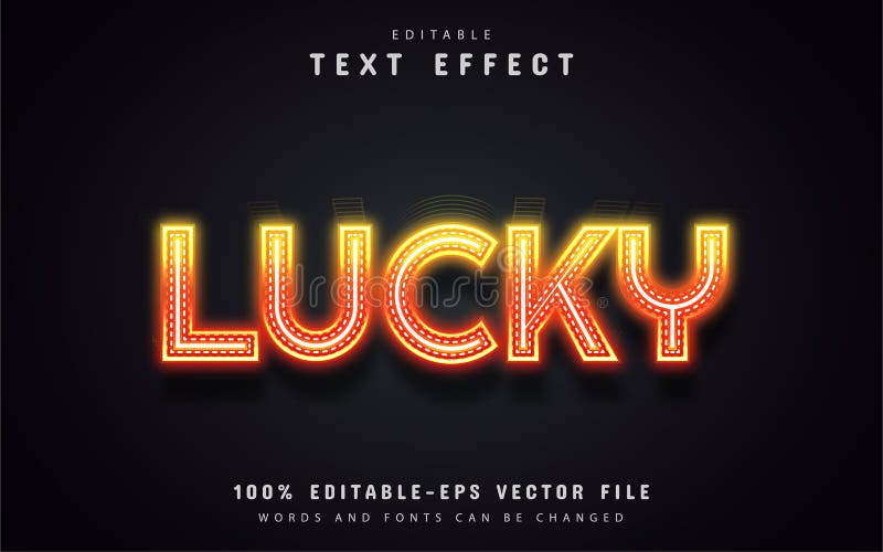 Lucky Text, Orange Neon Text Effect Stock Vector - Illustration of sign ...