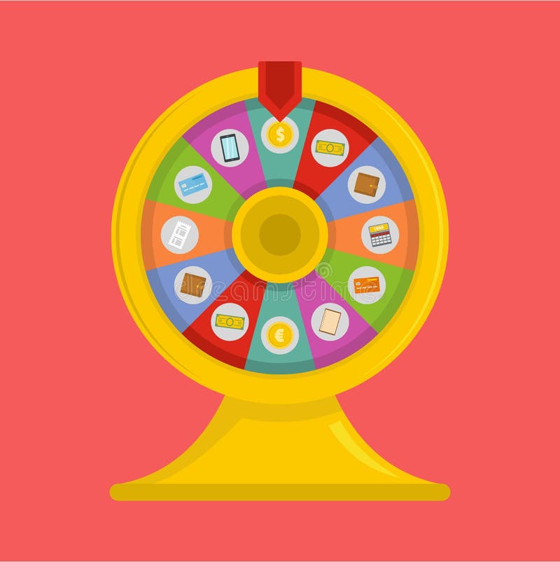 Lucky Wheel Icon, Flat Style Stock Illustration - Illustration of sign ...