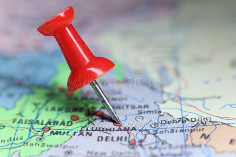 Ludhiana, India pin on map stock image. Image of island - 367293395