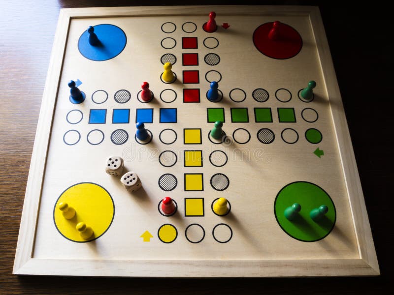 Ludo Board Game Playing on a Table Stock Image - Image of dark, play ...