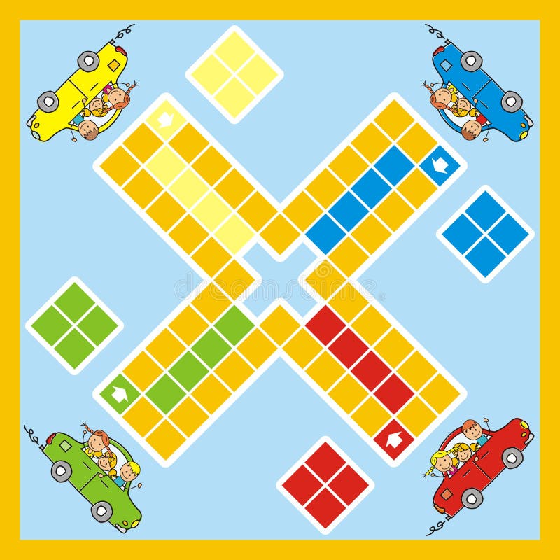 Ludo, Spel Met Auto En Kinderen, Vector Vector Illustratie ...