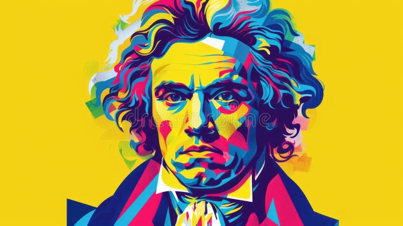 Ludwig Van Beethoven Abstract Portrait Stock Photo - Image of colorful ...