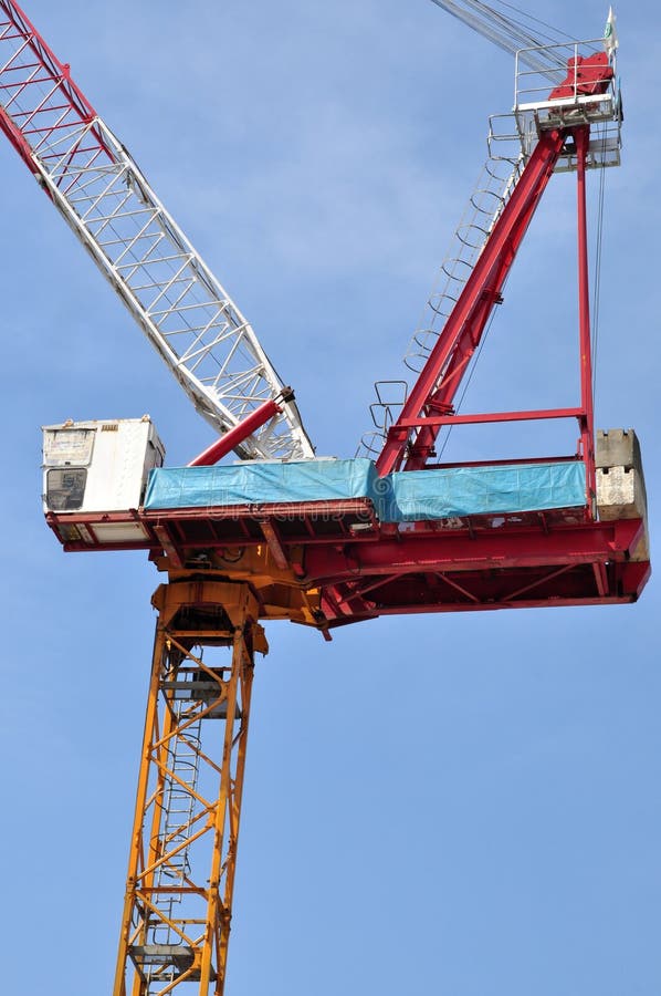 Luffing Jib Tower Crane Soars into Blue Sky Stock Photo - Image of ...