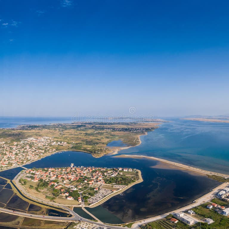 Luftbild der Insel Nin stockfoto. Bild von fliege, landschaft - 226506900