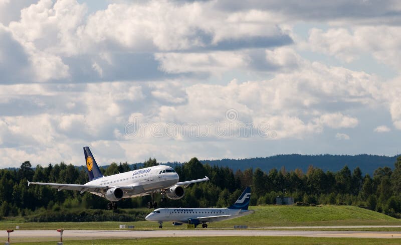 Lufthansa editorial photography. Image of oslo, finnair - 15839322