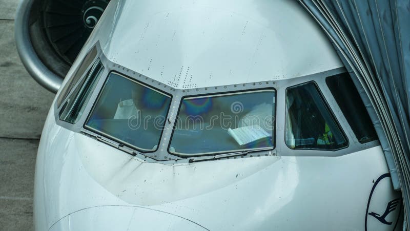 Lufthansa Airbus A320 Closeup Cockpit Editorial Photography - Image of ...
