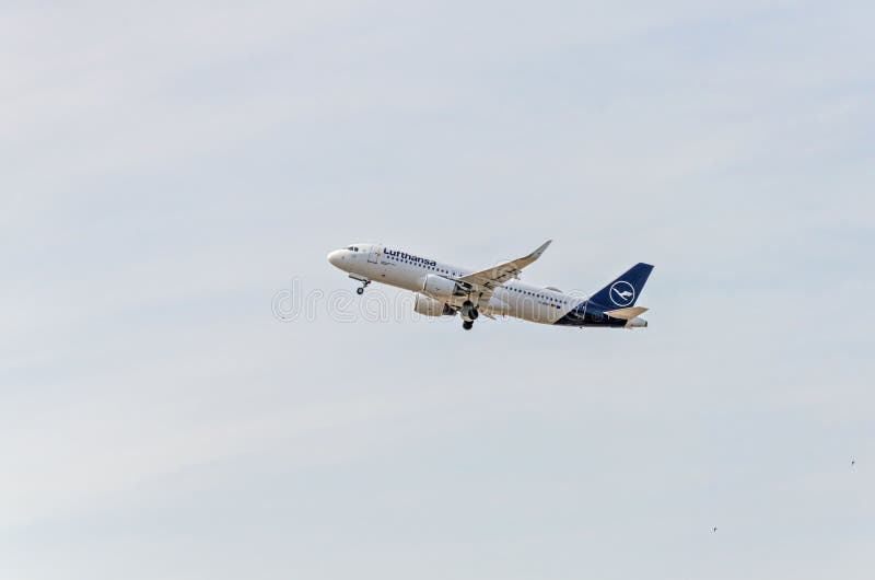 Lufthansa Airline Airbus A320 Plane Flying in the Sky Editorial Photo ...