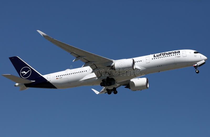 Lufthansa Plane Up in the Blue Sky Editorial Stock Image - Image of ...