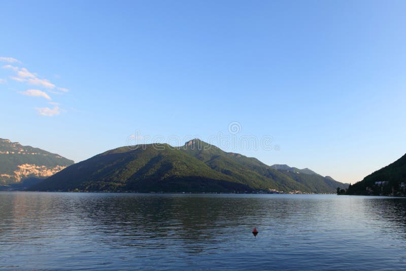 Lugano lake landscape stock image. Image of bridge, hill - 25341601