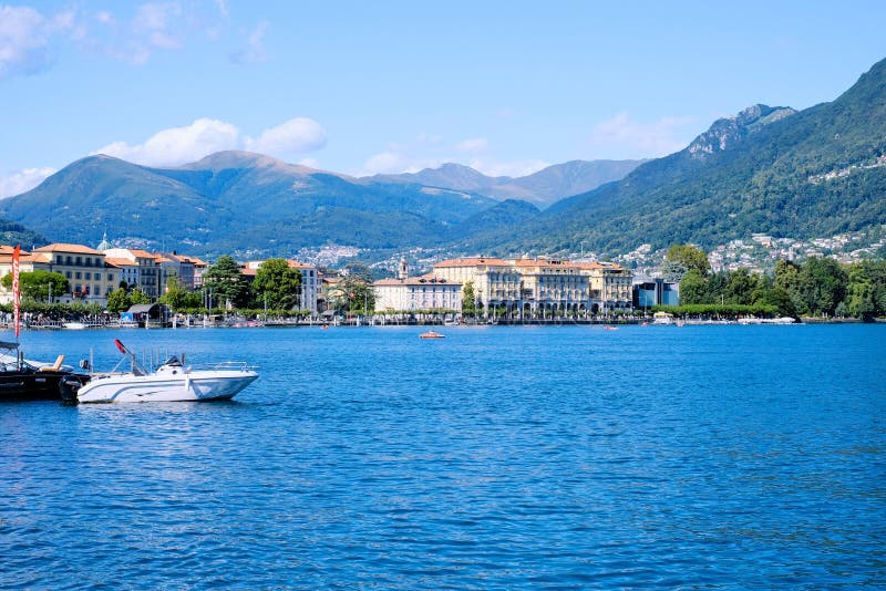 Lugano Lake in summer editorial stock image. Image of europe - 286945014