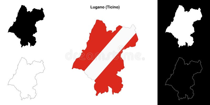 Lugano outline map stock vector. Illustration of isolated - 335025206