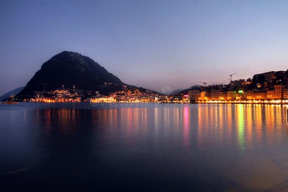 Lugano, Switzerland stock photo. Image of lights, ticinese - 26749436