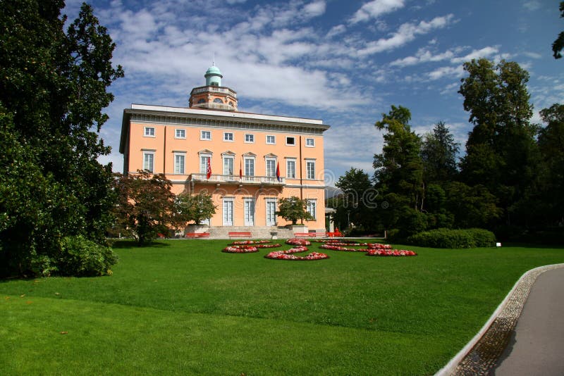 Lugano Villa Ciani stock image. Image of water, italian - 3145133