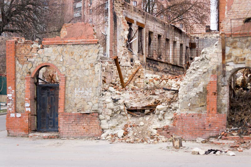 LUGANSK ,UKRAINE - MARCH 25, 2016: the Destroyed Building after a ...