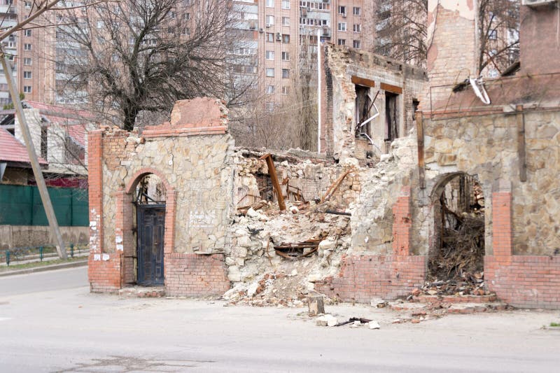 LUGANSK ,UKRAINE - MARCH 25, 2016: the Destroyed Building after a ...