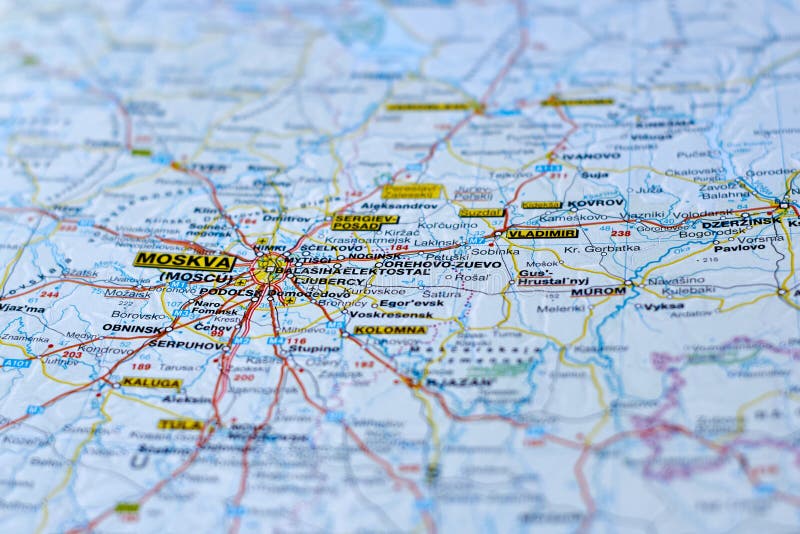 Moscovo no mapa foto de stock. Imagem de pushpin, tourism - 6401616