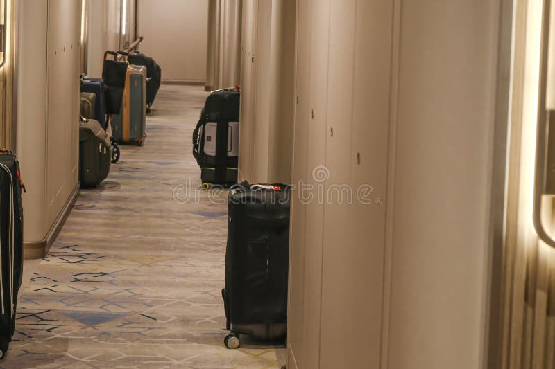 Luggage in Cruise Ship Passage Way for Disembarkation Stock Image ...