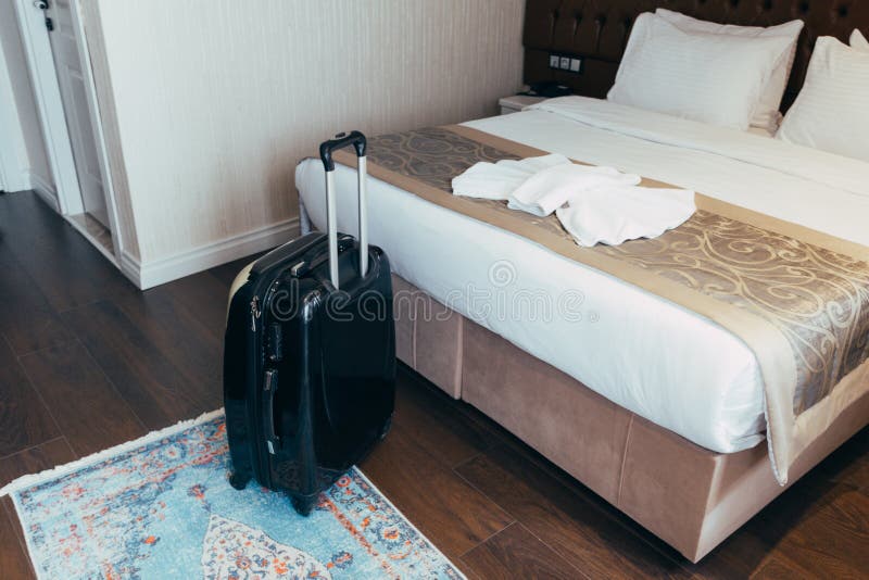 Suitcase or Luggage Bag in a Modern Hotel Room Stock Photo - Image of ...
