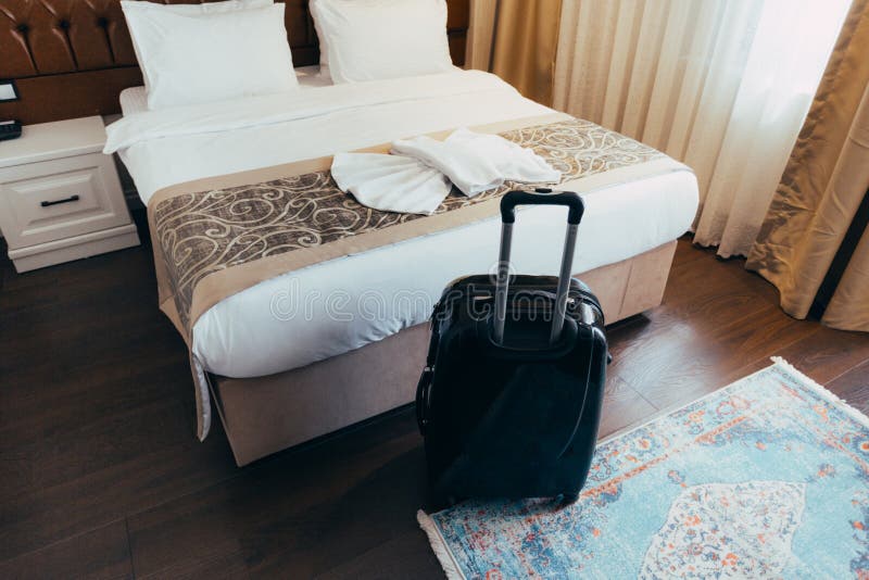 Suitcase or Luggage Bag in a Modern Hotel Room Stock Photo - Image of ...