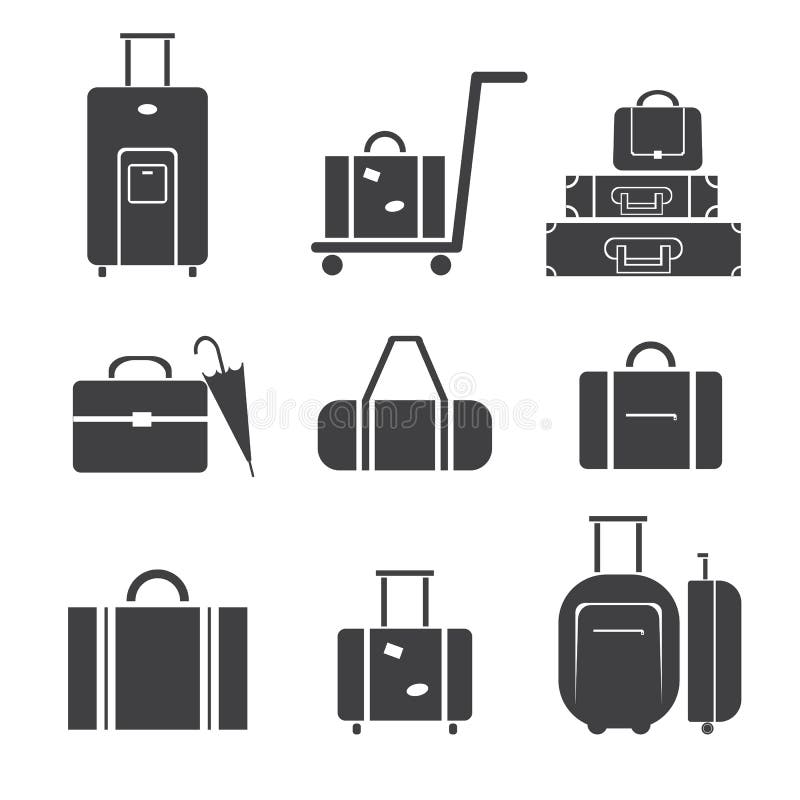 Luggage icon set stock vector. Illustration of suitcase - 53522525