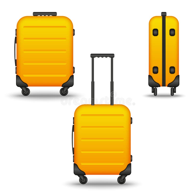 Set of Realistic Suitcases of Different Colors. Tourist Plastic Bags on ...