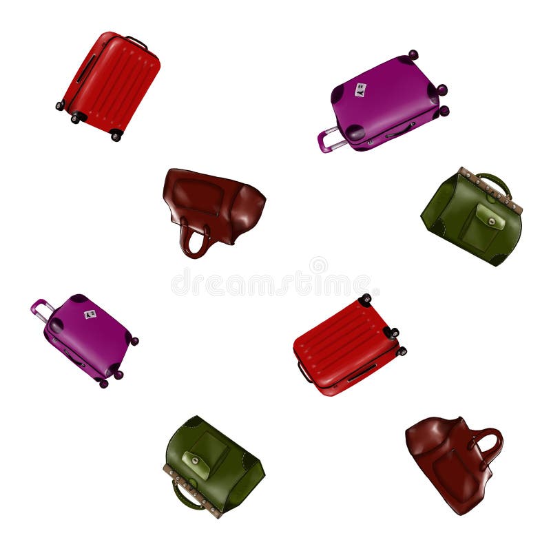 Luggage, Pattern, Baggage, Set of Suitcases, Bags on a White Background ...