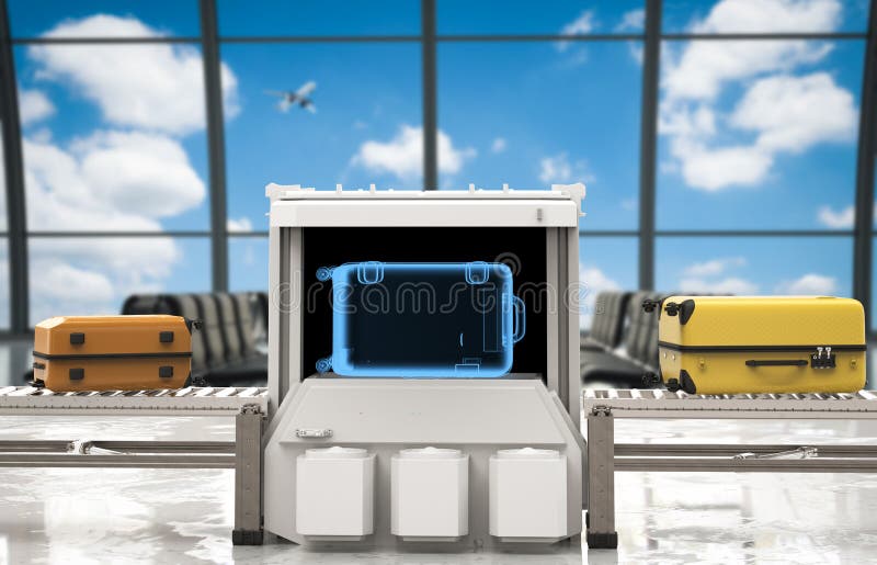 Luggage scanner in airport stock image. Image of station - 84628823