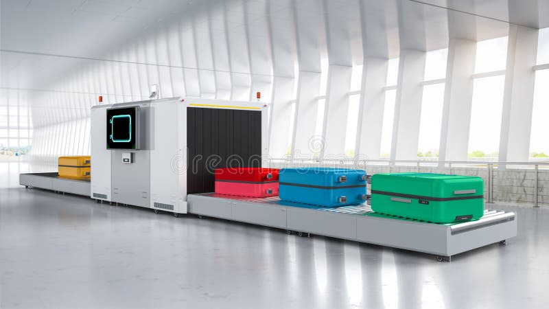 Luggage Scanner Machine is Scanning Luggage in Airport Stock ...