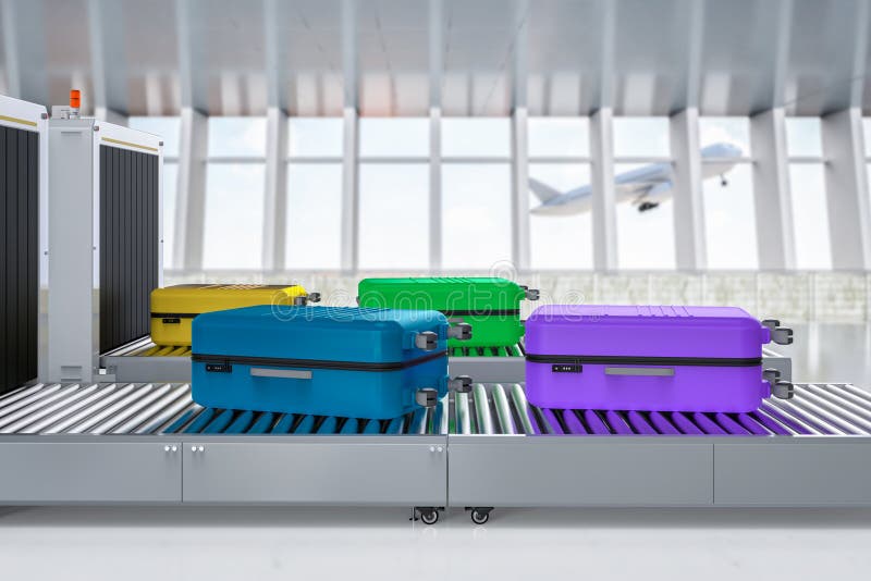 Luggage Scanner Machine is Scanning Luggage in Airport Stock ...