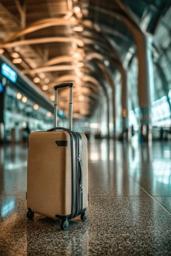 Luggage on tiled Floor stock image. Image of holiday - 381864633