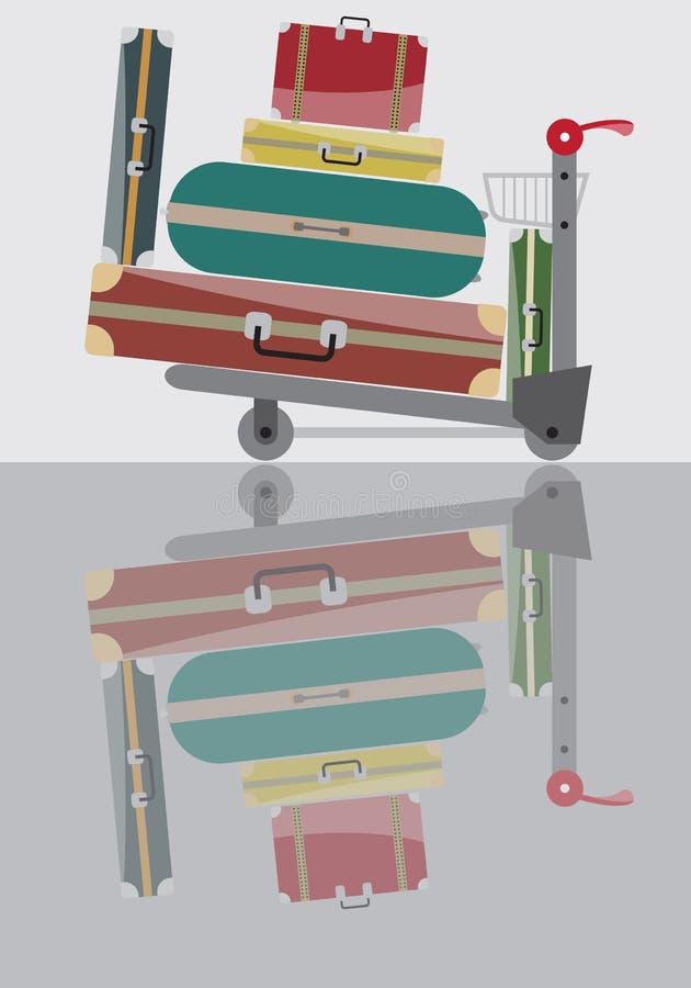 Luggage Trolley Vector Illustration Stock Vector - Illustration of ...