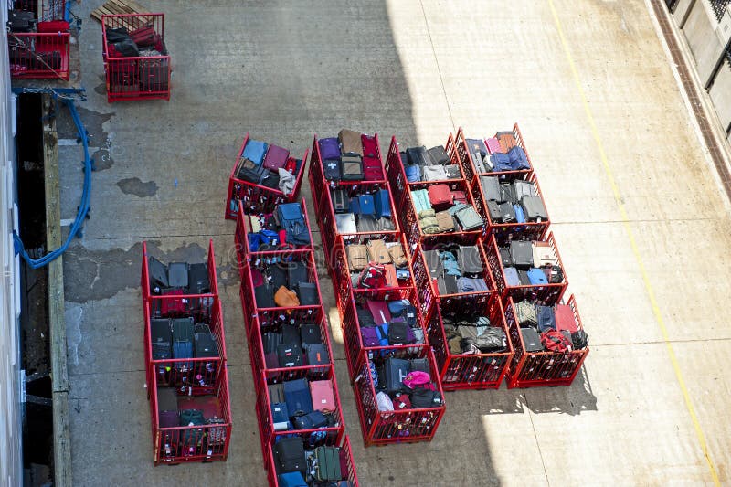 Luggage Waiting To Be Loaded on a Cruise Ship Stock Photo - Image of ...