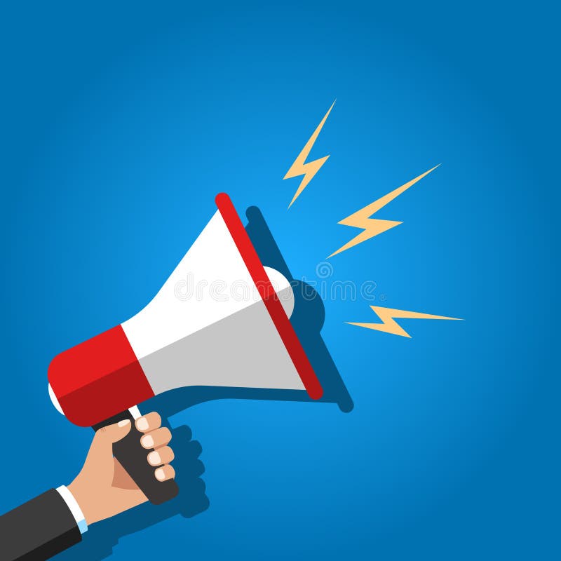 Luidspreker in De Hand Waarschuwing, Aankondiging Vectorillustratie ...