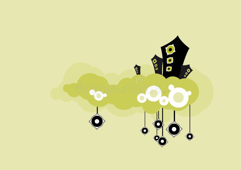 Luidsprekers in Een Groene Wolk. Vectorafbeelding Vector Illustratie ...