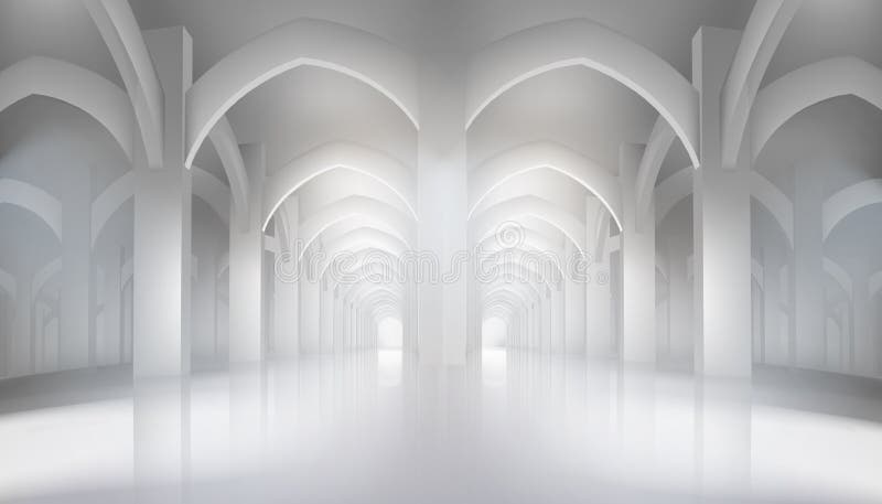 Long Hall in Historic Interior. Vector Illustration. Stock Vector ...