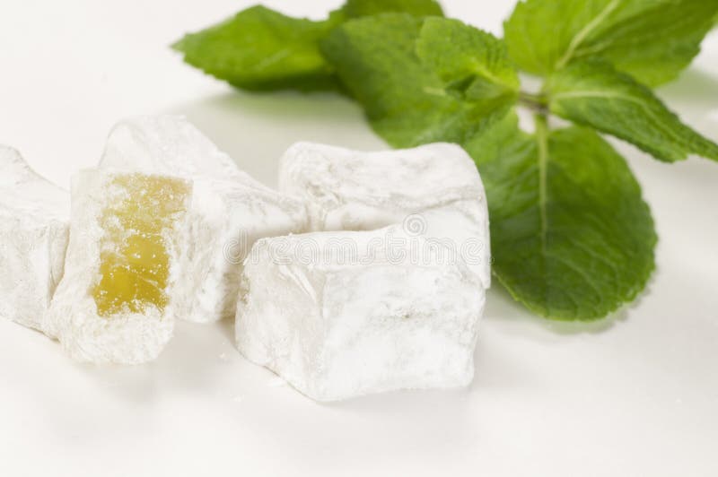 Lukum, Turkish Lokum White with Nuts, Sweet Confection, Stacked Stock ...