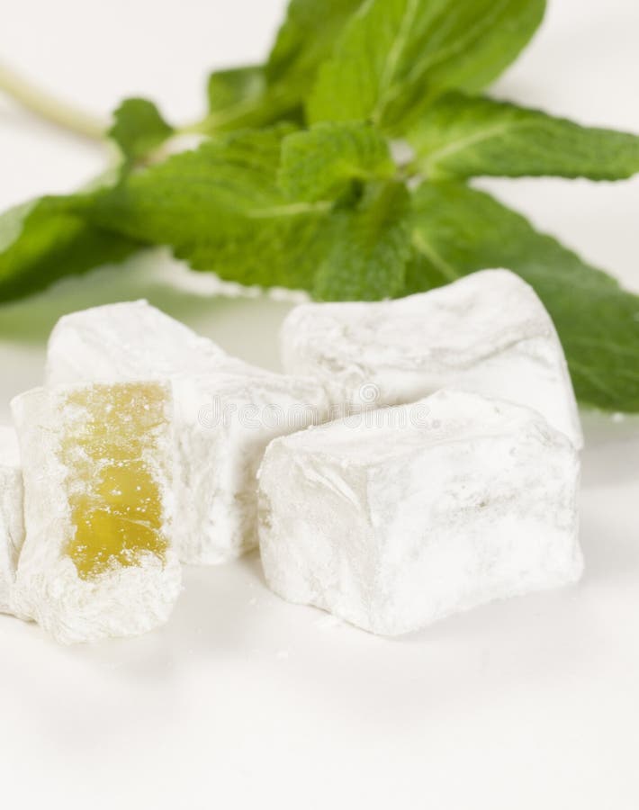 Lukum, Turkish Lokum White with Nuts, Sweet Confection, Stacked Stock ...