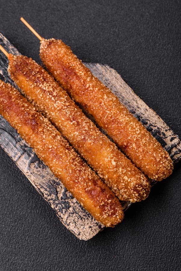 Lula Kebab Meat Fried on a Fire in Breading with Salt, Spices and Herbs ...