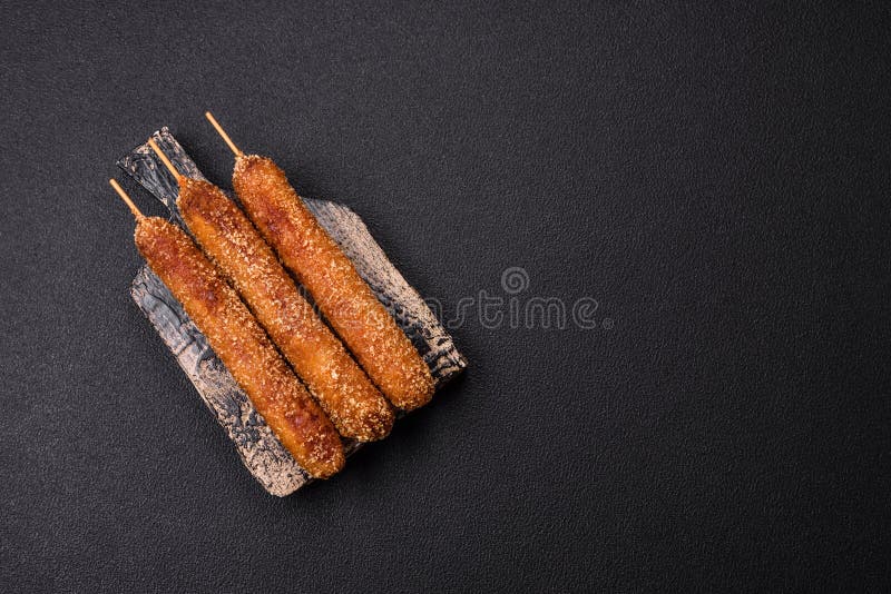 Lula Kebab Meat Fried on a Fire in Breading with Salt, Spices and Herbs ...