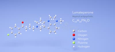 Lumateperone Molecule, Molecular Structures, Atypical Antipsychotic, 3d ...