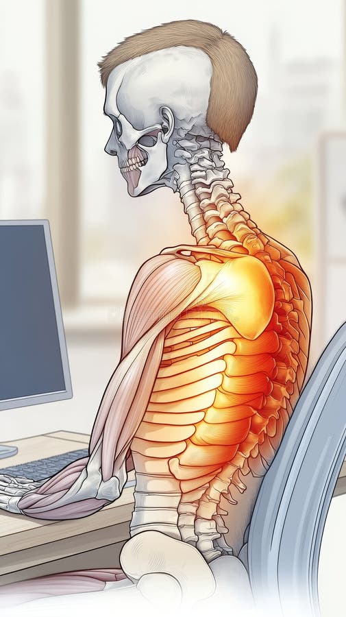 Lumbar Compression from Poor Posture. Intervertebral Disc Stress while ...