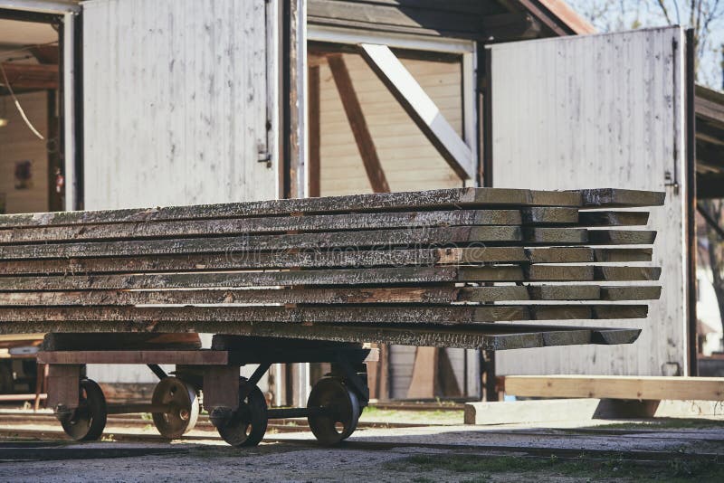 Planks at the sawmill stock image. Image of construction - 115742009