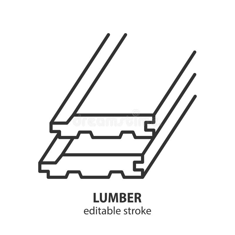 Lumber Line Icon Set. Wooden Timber Vector Symbol Stock Vector ...