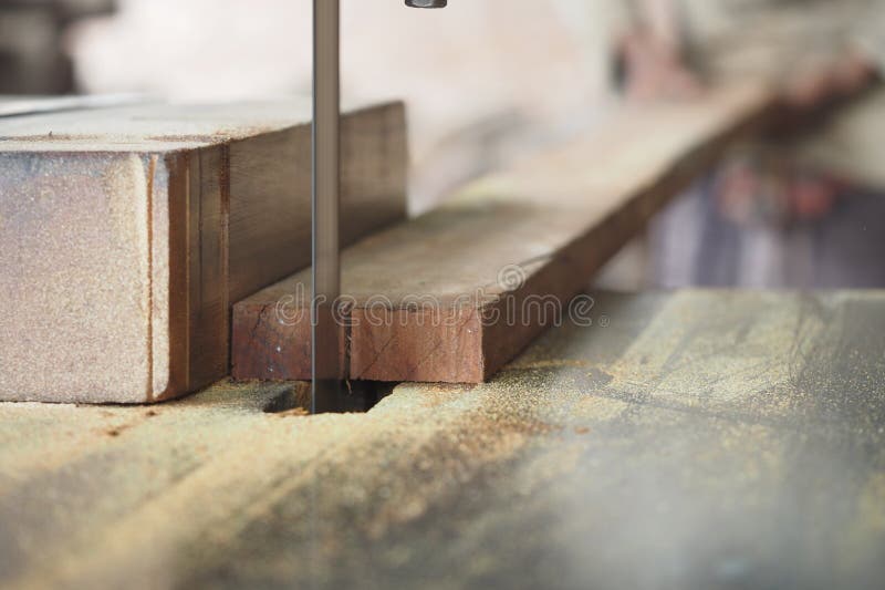 Woodworking Process in a Workshop with Saw Cutting Lumber Stock Photo ...